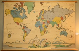 FOUND in ITHACA » 1920’s School Map of the World (SOLD)