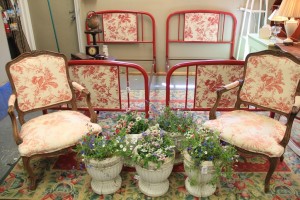 FOUND in ITHACA » Antique Red Metal Beds with Toile Insets, Toile ...