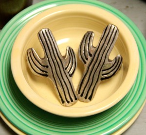 FOUND in ITHACA » Vintage Silver Cactus Napkin Rings & Vintage Fiestaware