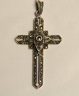 FOUND in ITHACA » Sterling and Marcasite Cross Pendant